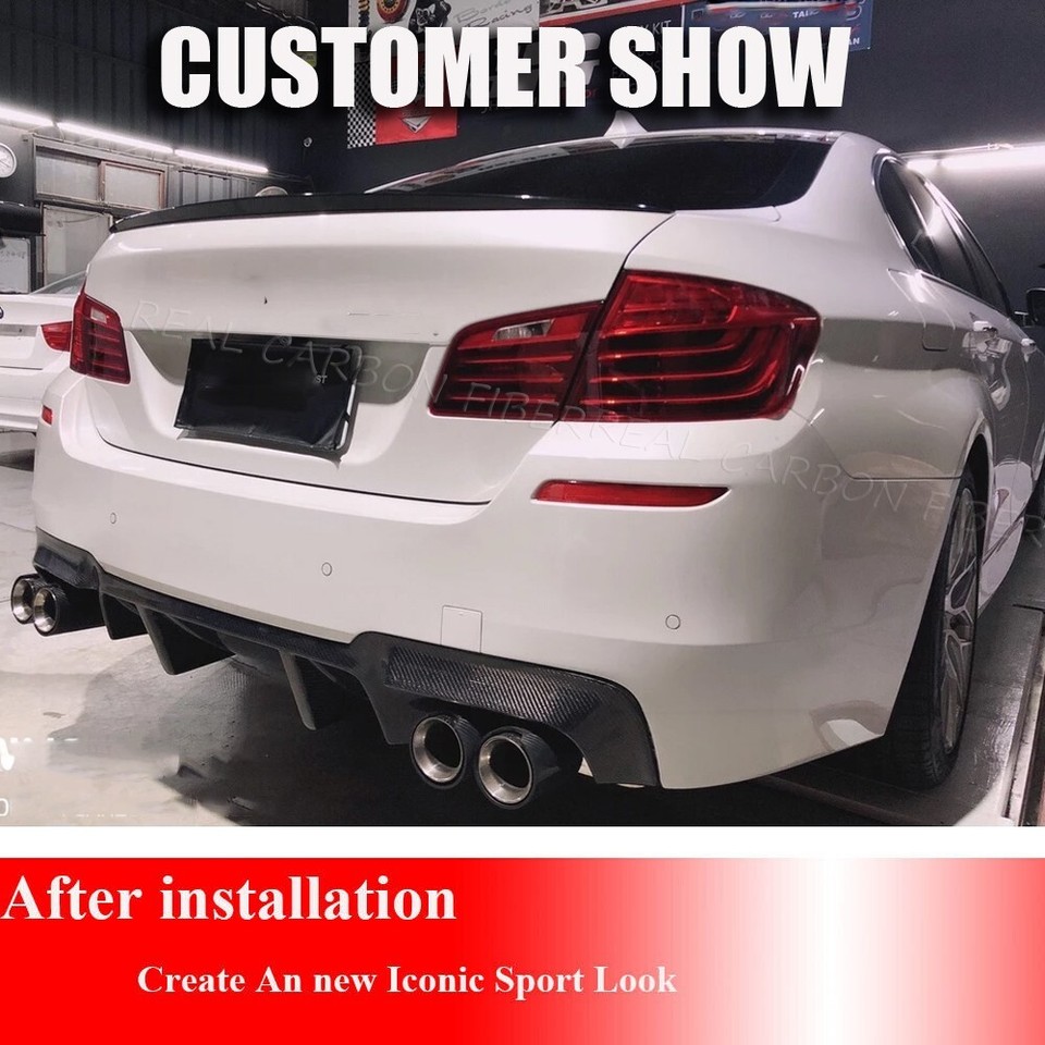 REAL CARBON Rear Bumper Lip Diffuser For BMW F10 528i 530i 550i M-Sport ...