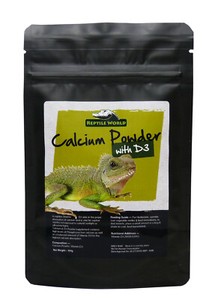 Reptile World Calcium Powder with Vitamin D3 100g - Tortoise, Bearded ...