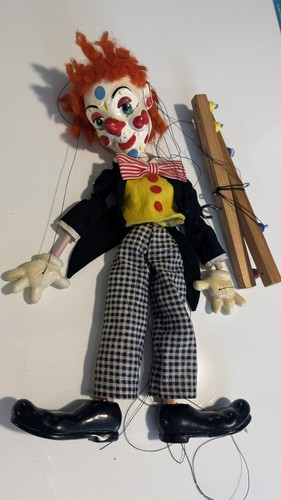Vintage Pelham Puppet "Bimbo the Clown Marionette". In original box ...