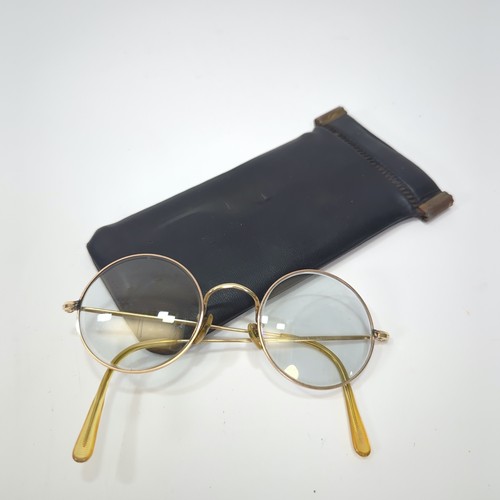 Vintage ALGHA 20 Windsor Round Lens Lennon Gold Tone Spectacles Made in ...