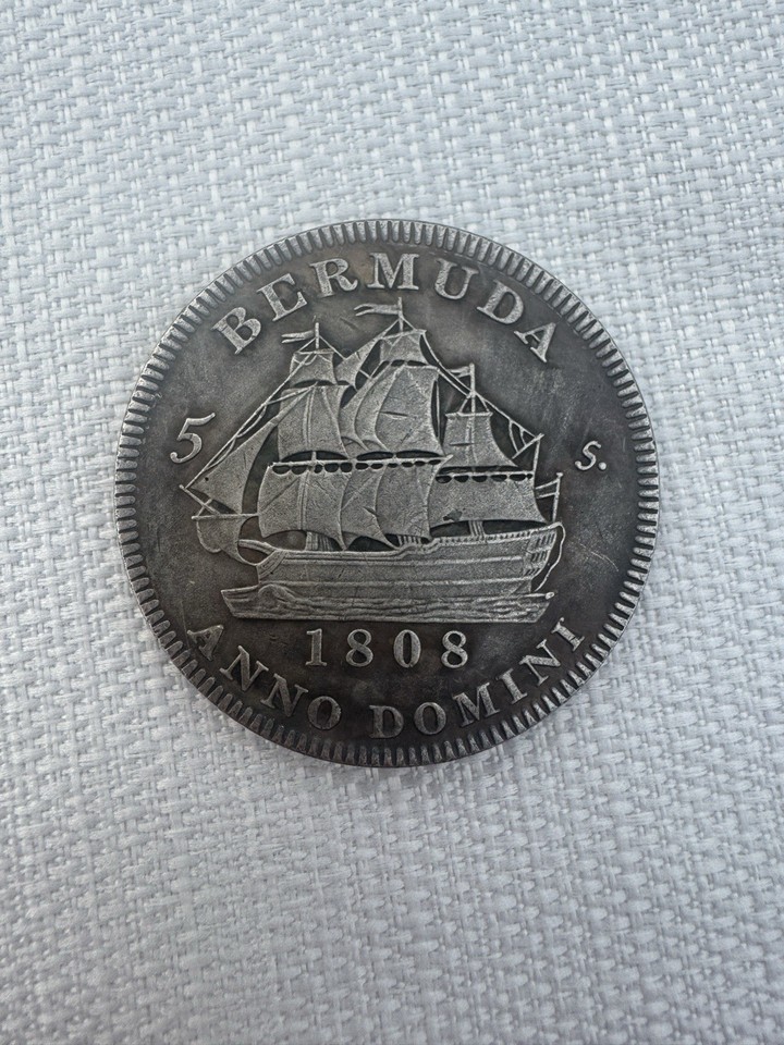 1808 Bermuda Large Nickel Fantasy 5 Shillings Pattern Sailing Ship ...