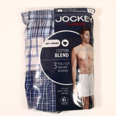Jockey 3-FULL-CUT WOVEN BOXERS SIZE 2XL (44-46) | eBay