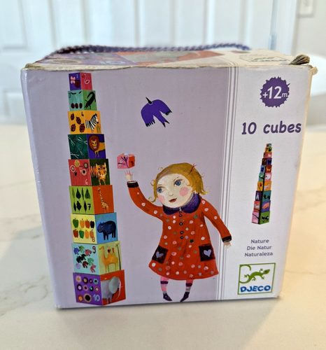 Djeco Stacking Cubes 10 Nature and Animal Blocks Nesting Cubes Toddler ...