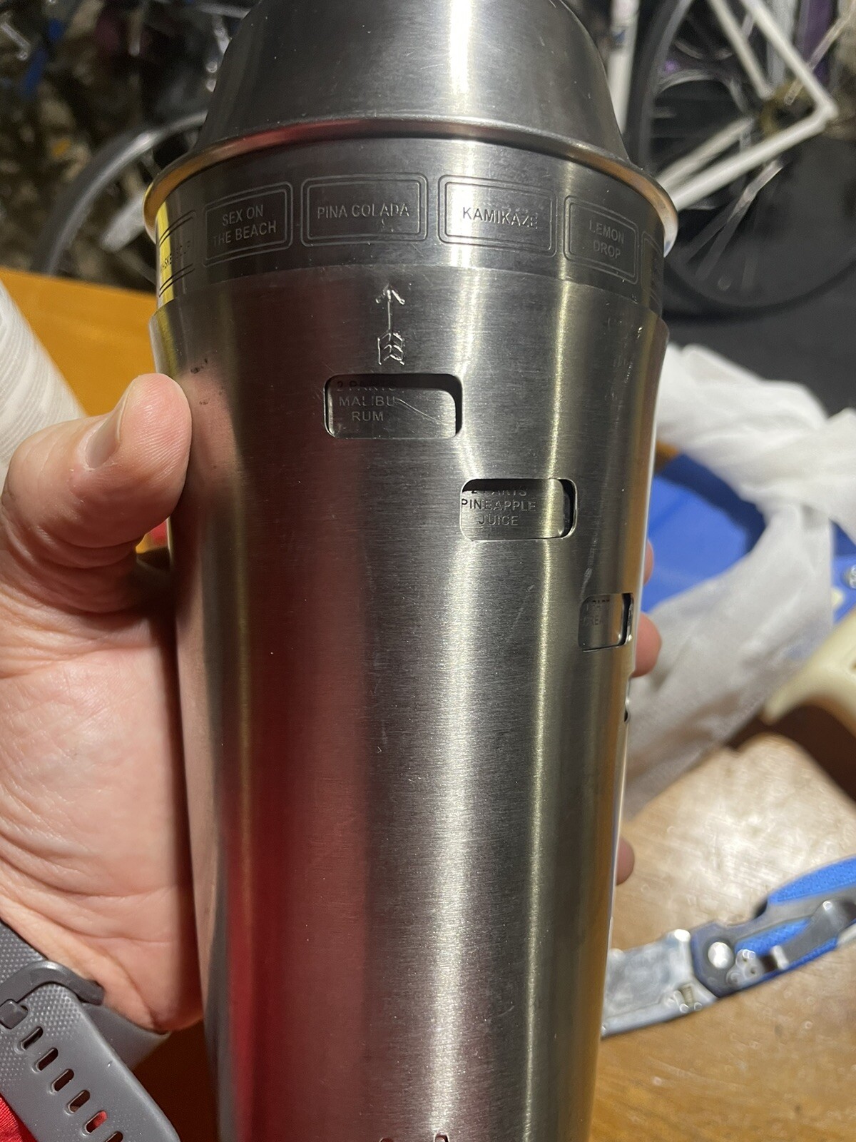 Cocktail Drink Mixer Metal Shaker with Recipes All Metal Sliding | eBay