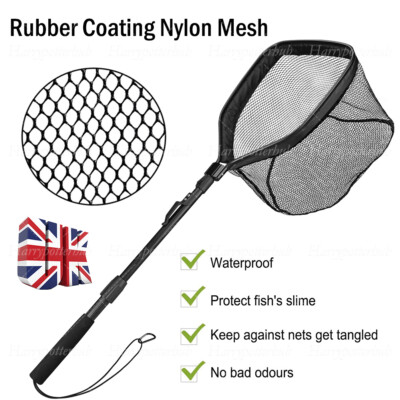 Rubber Coated Landing Net Telescopic Foldable Floating Fishing Net ...