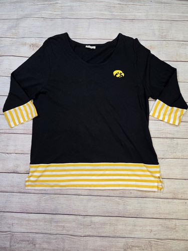 UG Apparel Iowa Hawkeyes Women’s size Large Top Yellow stripes Black ...