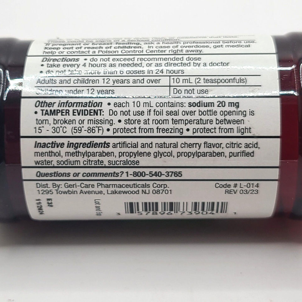 2 PACK Gericare Guaiasorb DM Cough Suppressant Expectorant 4oz Per ...