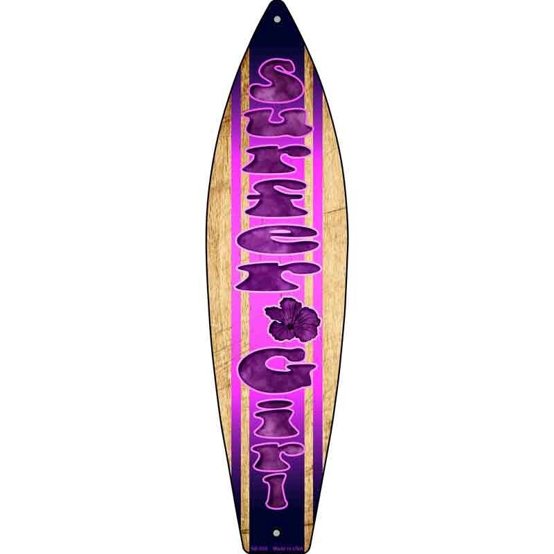 Surfer Girl Metal Surf Board Sign 17"x4.5" Plaque Home Door Garage Wall ...
