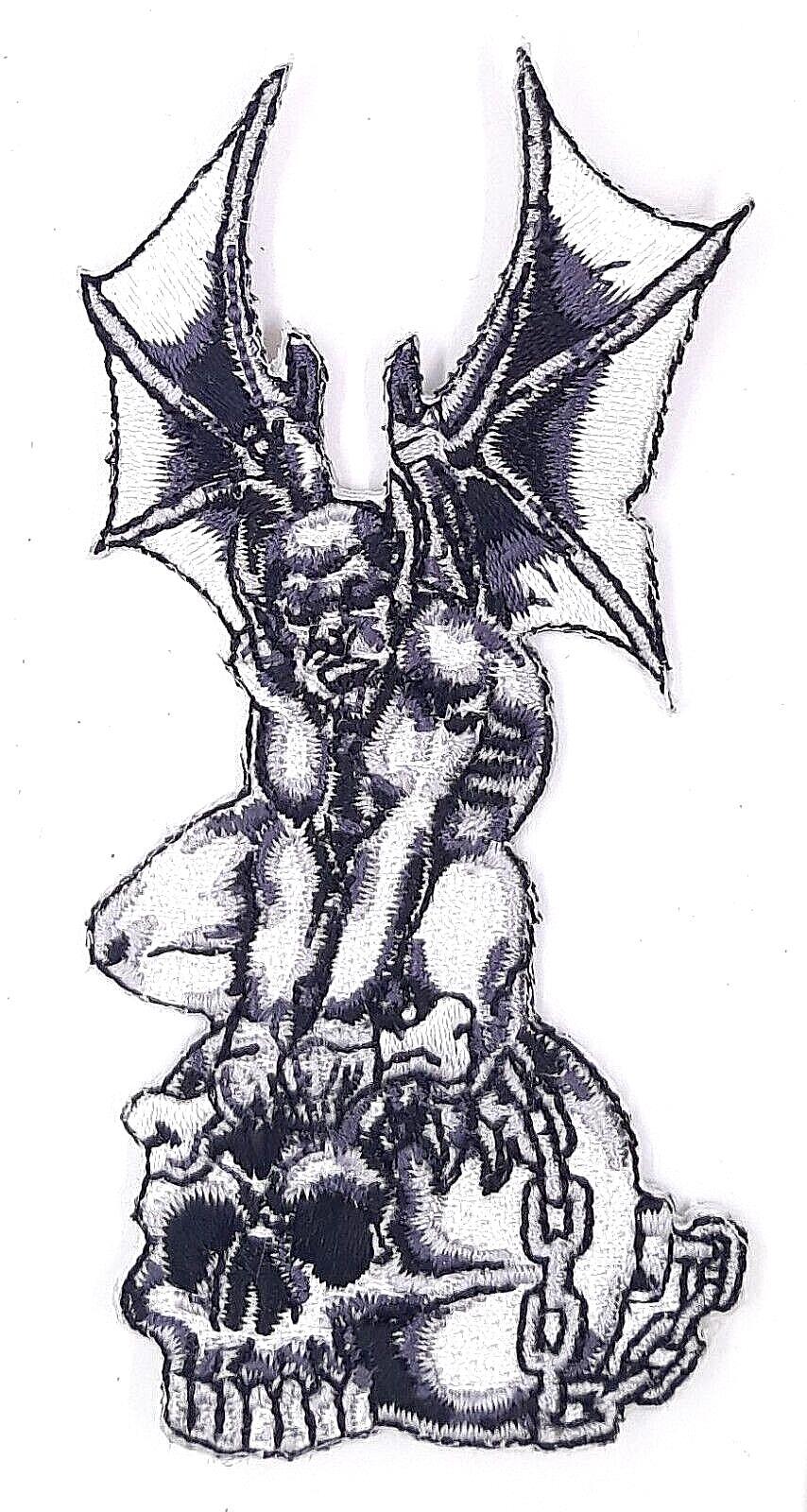 Gargoyle Chained To Rock Iron On Sew On Embroidered Patch 1 7/8"X 3 7/8 ...