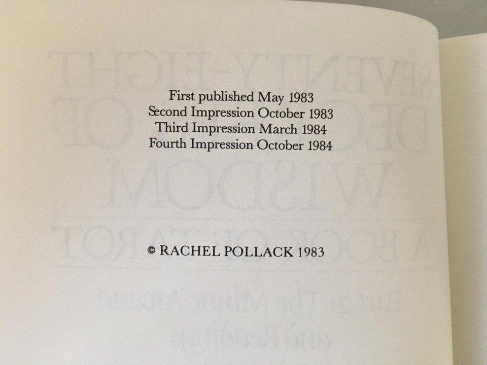 Seventy-eight Degrees of Wisdom...a Book of Tarot....Rachel Pollack ...