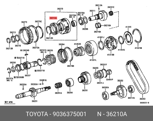 bearing, radial ball for transfer input shaft, 903637001 for TOYOTA ...