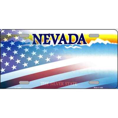 Nevada with American Flag Novelty Metal License Plate Tag LP-12357 | eBay