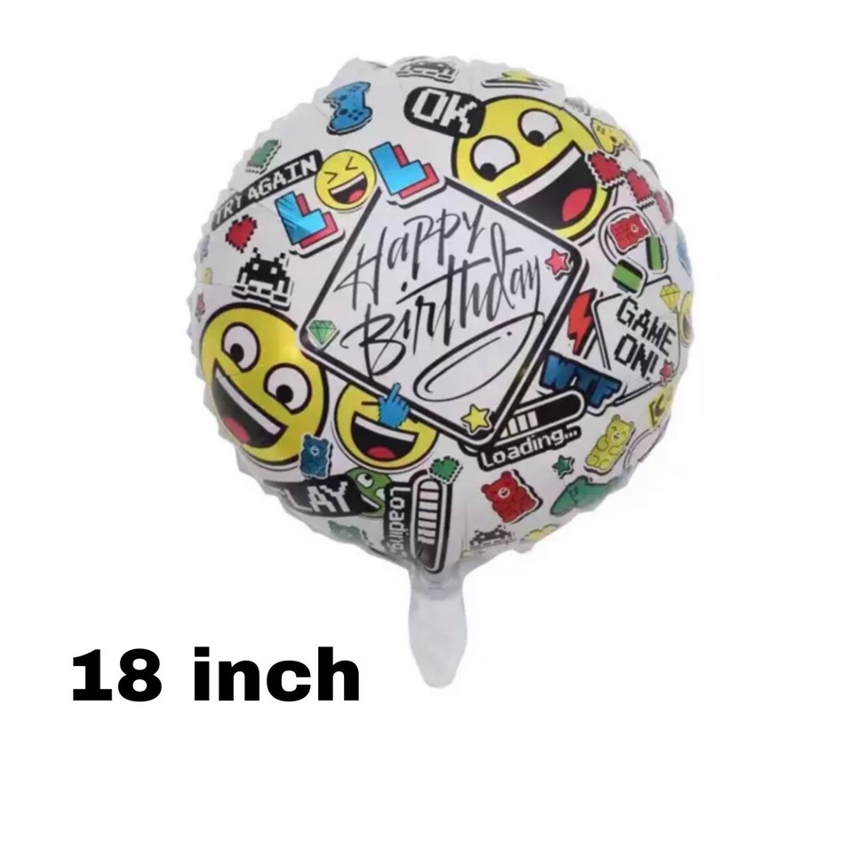 6pcs White Black Gamer Birthday Balloon Set Game On PlayStation XBOX ...