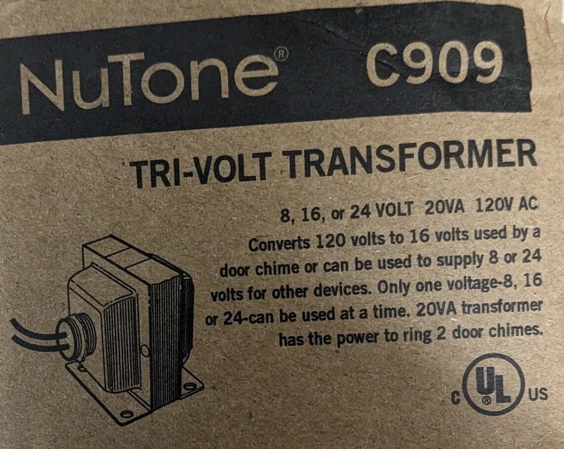 NIB GENUINE NuTone Tri-Volt TRANSFORMER, C909, 8, 16, or 24 Volt, 20VA, 120VAC | eBay