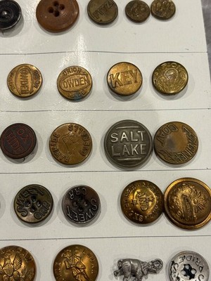 Collection of 60+ Antique Work Clothes Buttons Military Railroad ...