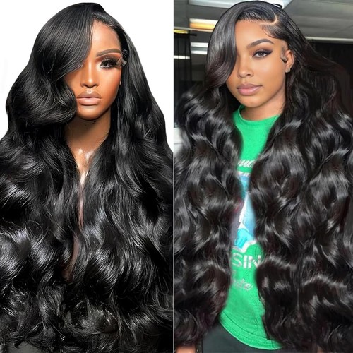 28 Inch Body Wave Lace Front Wigs Human Hair Pre Plucked 200 Density ...