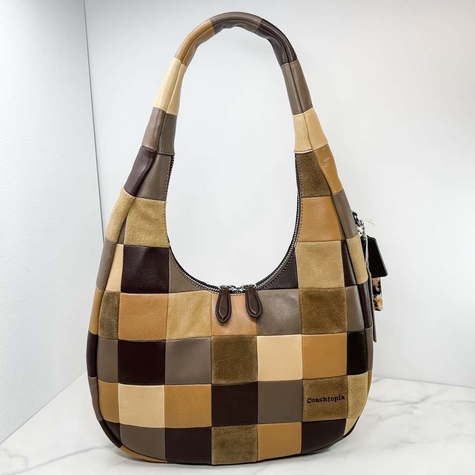 Coach Alter Ego Crescent Shoulder Bag Checkerboard CCX57 Brown Tan ...
