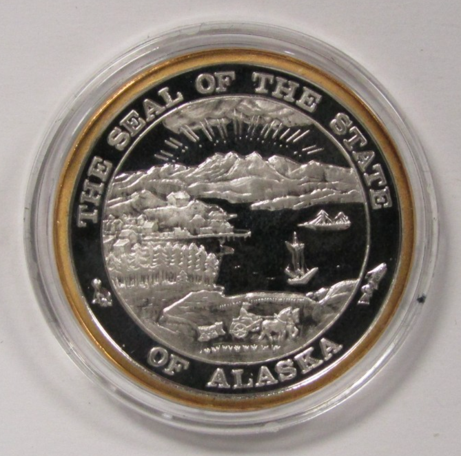 1995 1oz .999 Fine Silver Great Seal of Alaska Binky Man of The Year ...