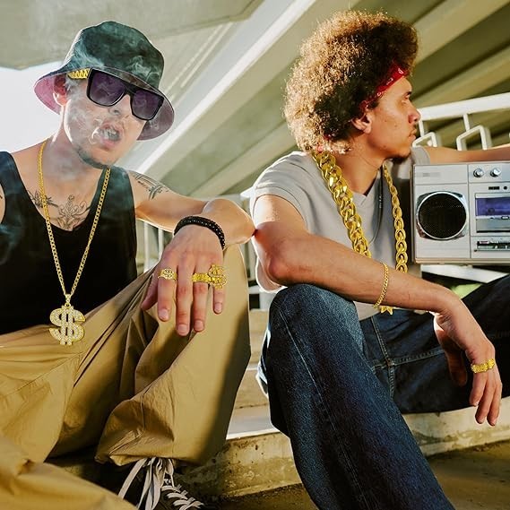 80S 90S Accessories Outfit Accessories Hip Hop Costume Kit Faux Gold ...