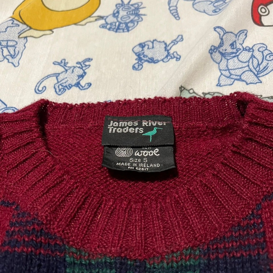 Vintage 90s James River Traders Red Plaid Wool Sweater 1990s | eBay
