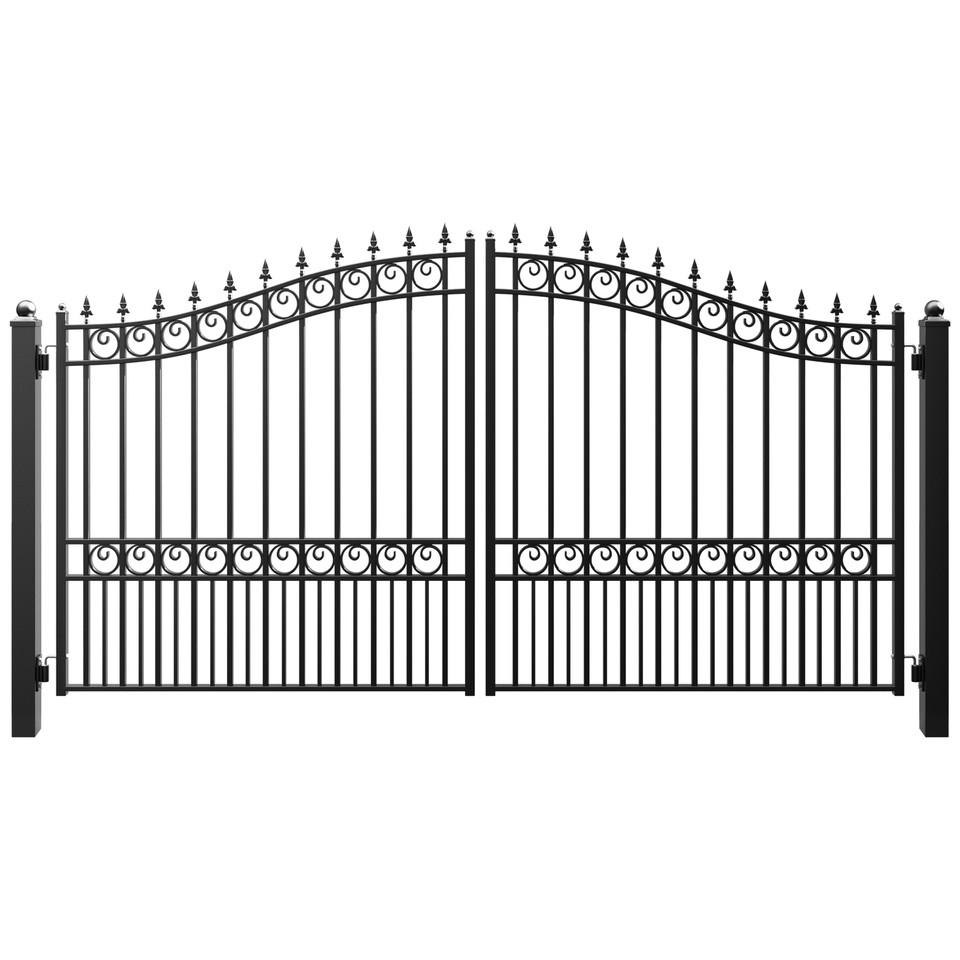 ZUMI 12x6 ft. Dual Swing Gates Heavy Duty Driveway Iron Gates for Home ...