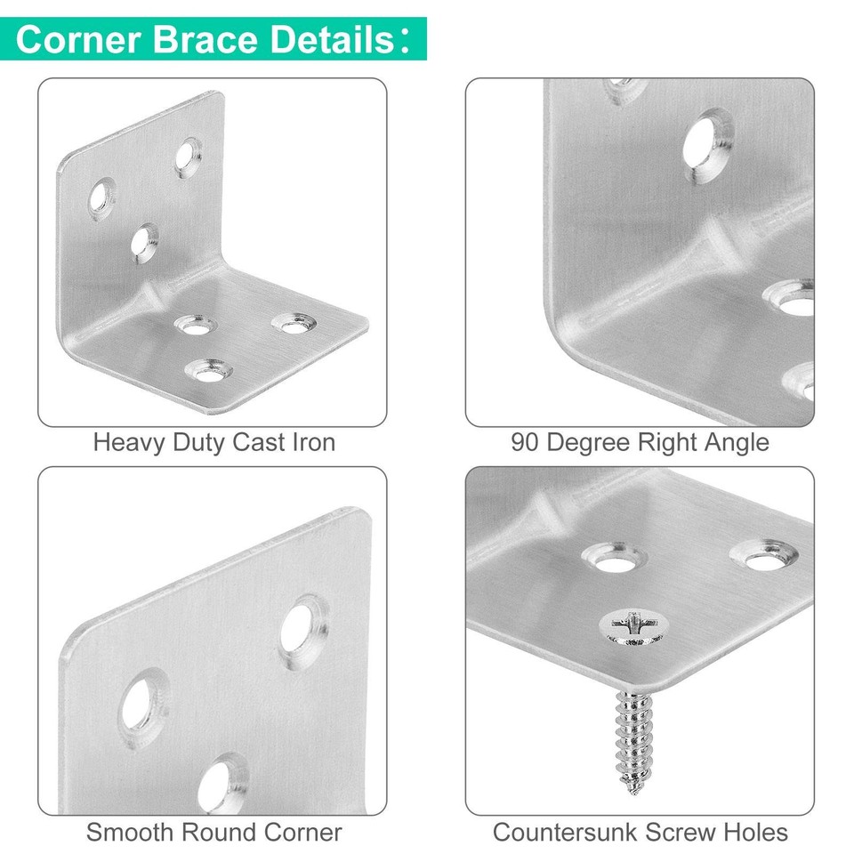 64 PCS Stainless Steel Corner Brace 1.5x1.2 Small 90 Degree Angle ...