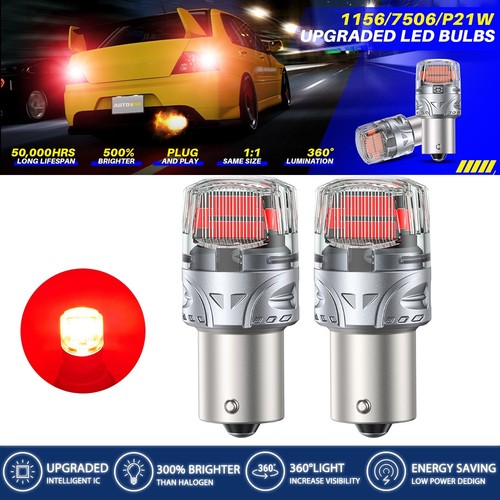 2X 1156 7506 P21W Red LED Brake Stop Tail Light Bulb Error Free For BMW ...