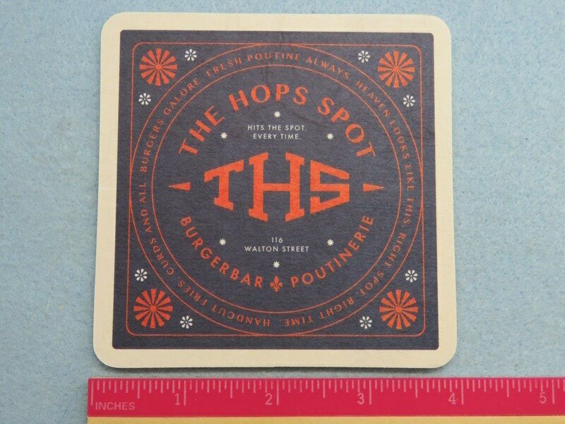 Beer Bar Coaster ~ The HOPS SPOT Burger Bar & Poutinerie ~ Syracuse ...