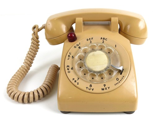 Vintage ITT 500 Tan Rotary Desk Telephone Phone w/ Red Indicator Light ...