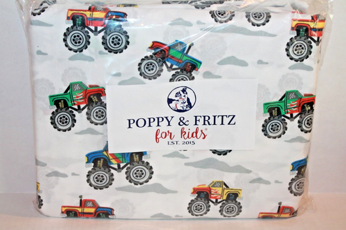 Poppy & Fritz Monster Trucks Double / Full Sheet Set 4-Piece Kids ...