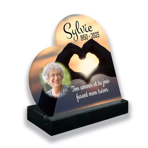Plaque funéraire personnalisée "Coeur sur toi" • Plaque mortuaire ...