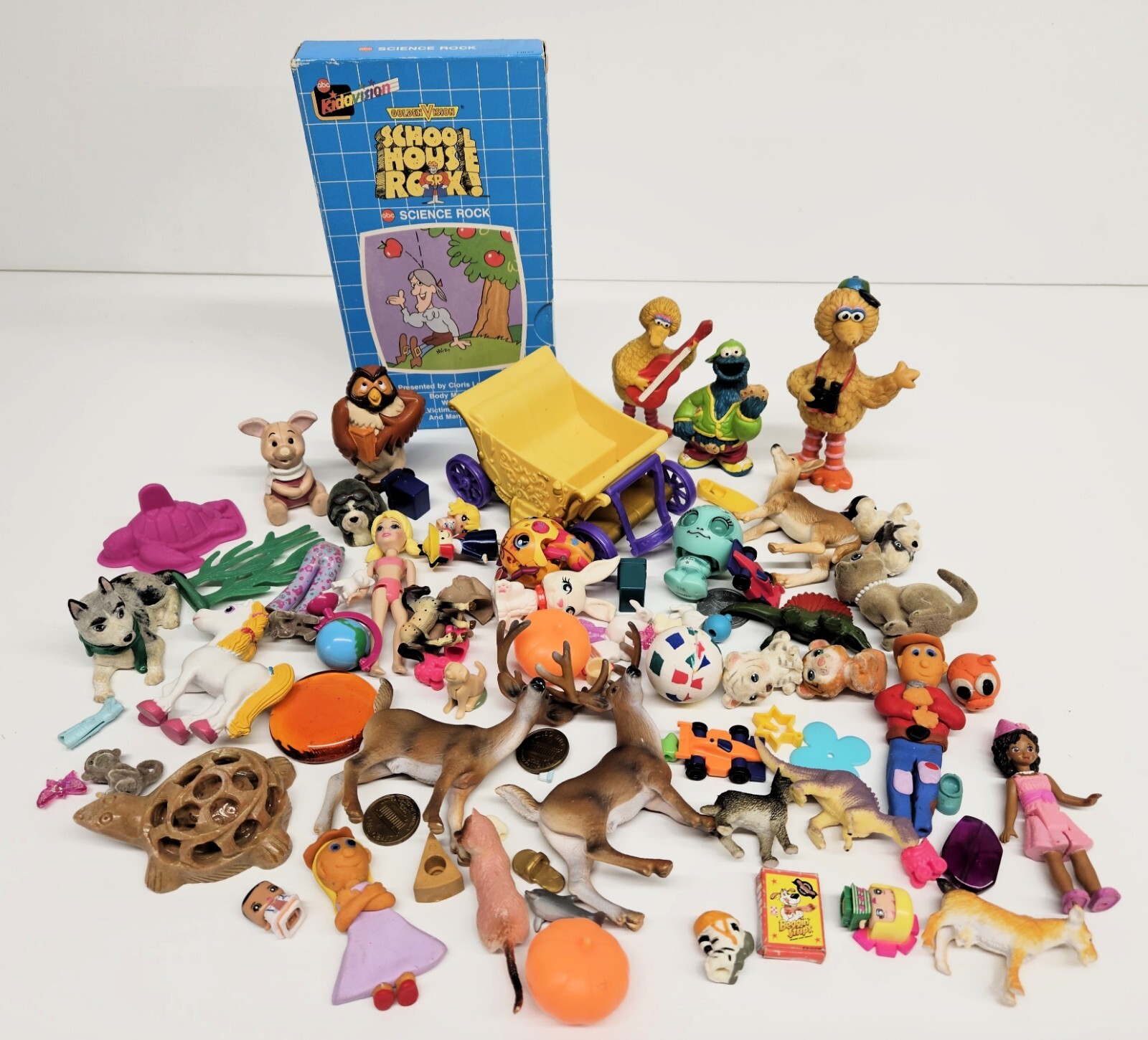 Junk Drawer Toy Lot- Vintage Sesame Street PVC, School House Rocks VHS ...