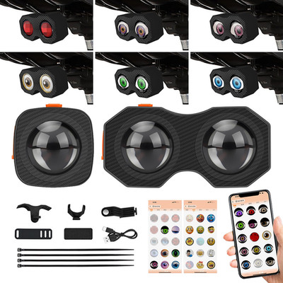 LED Devil Eyes Light Dynamic 3D Lens For Motorcycle Bike Rear Light APP ...