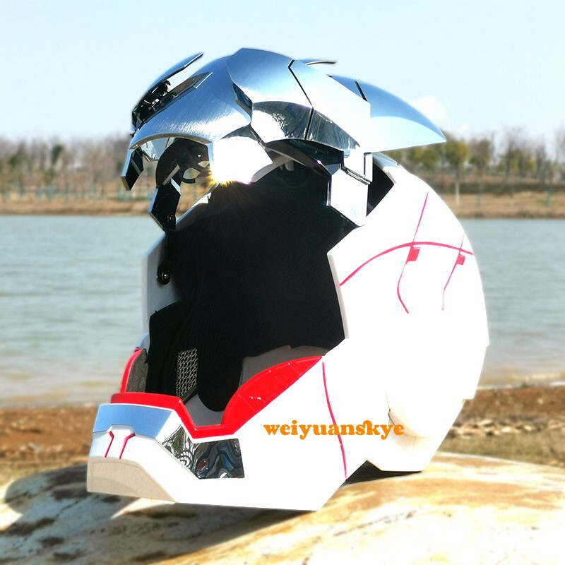 AUTOKING Iron Man MK5 Helmet silver&White Wearable Voice Control Open ...