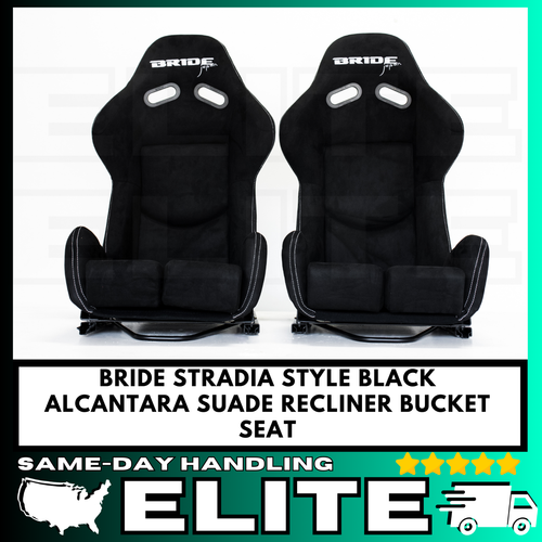PAIR BRIDE Seats Low Max Racing Seat Black Adjustable Backrest w/ Rails ...