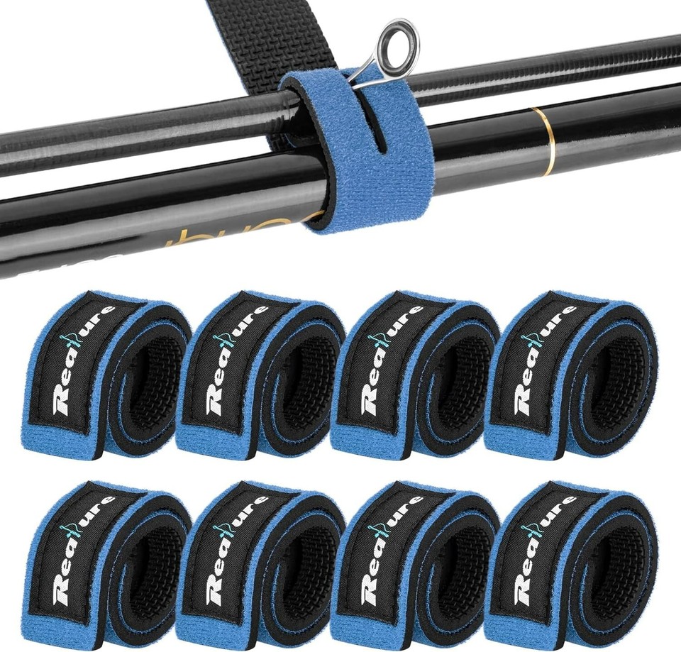 8PCS Fishing Rod Tie Straps Tackle Wrap Bands Fish Pole Holder ...
