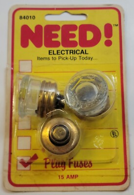 GE General Electric Glass 15 Amp 125V Edison Base Fuse Type W 3-pack ...