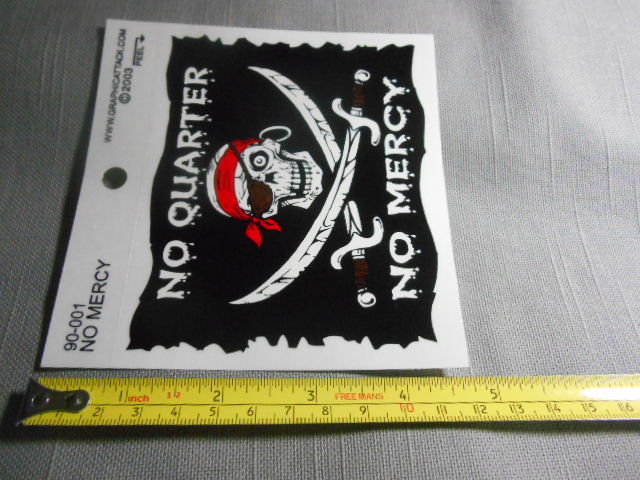 NO QUARTER MERCY Pirate Skull 4.75" Vinyl Decal Sticker Indoors ...
