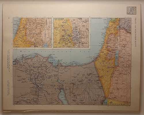 Vintage ISRAEL NORTHERN EGYPT Map 1962 MSM Rand McNally Cosmopolitan ...