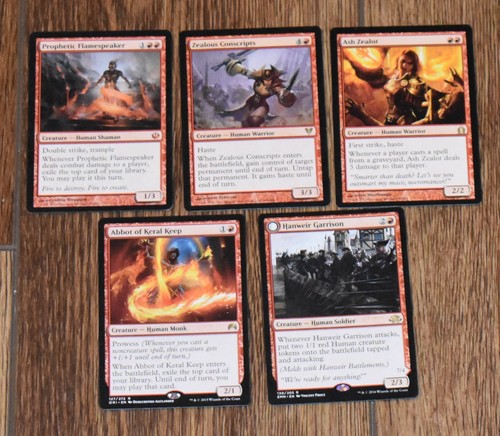 MTG 5 Red Rare Hanweir Garrison Abbot of Keral Keep Ash Zealot Zealous ...