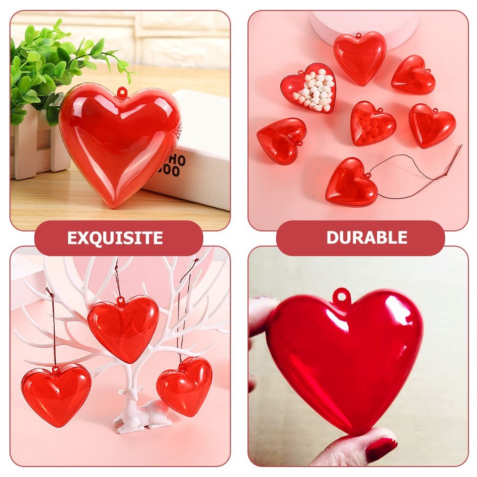 14 Pcs Decorative Balls Fillable Heart Plastic Ornaments Love ...