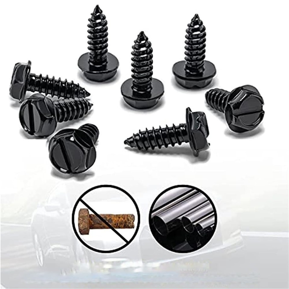 License Plate Screw Kit - Black, OEM Style Fasteners with Nylon Screw ...