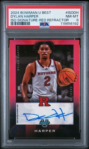 PSA 8 - 2024 Bowman's Best U DYLAN HARPER Red Refractor AUTO 1/5 | eBay