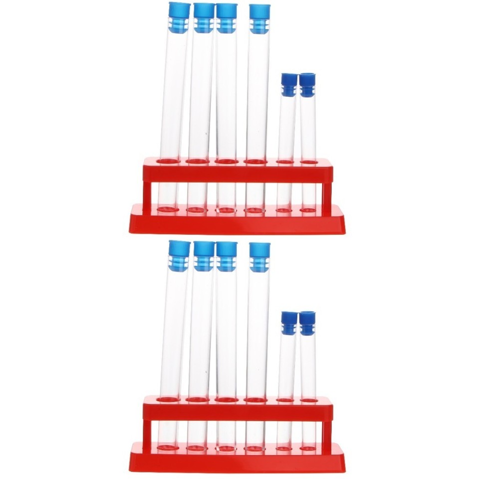 2 Sets Plastic Test Tubes with Storage Rack Scientific Experiment ...
