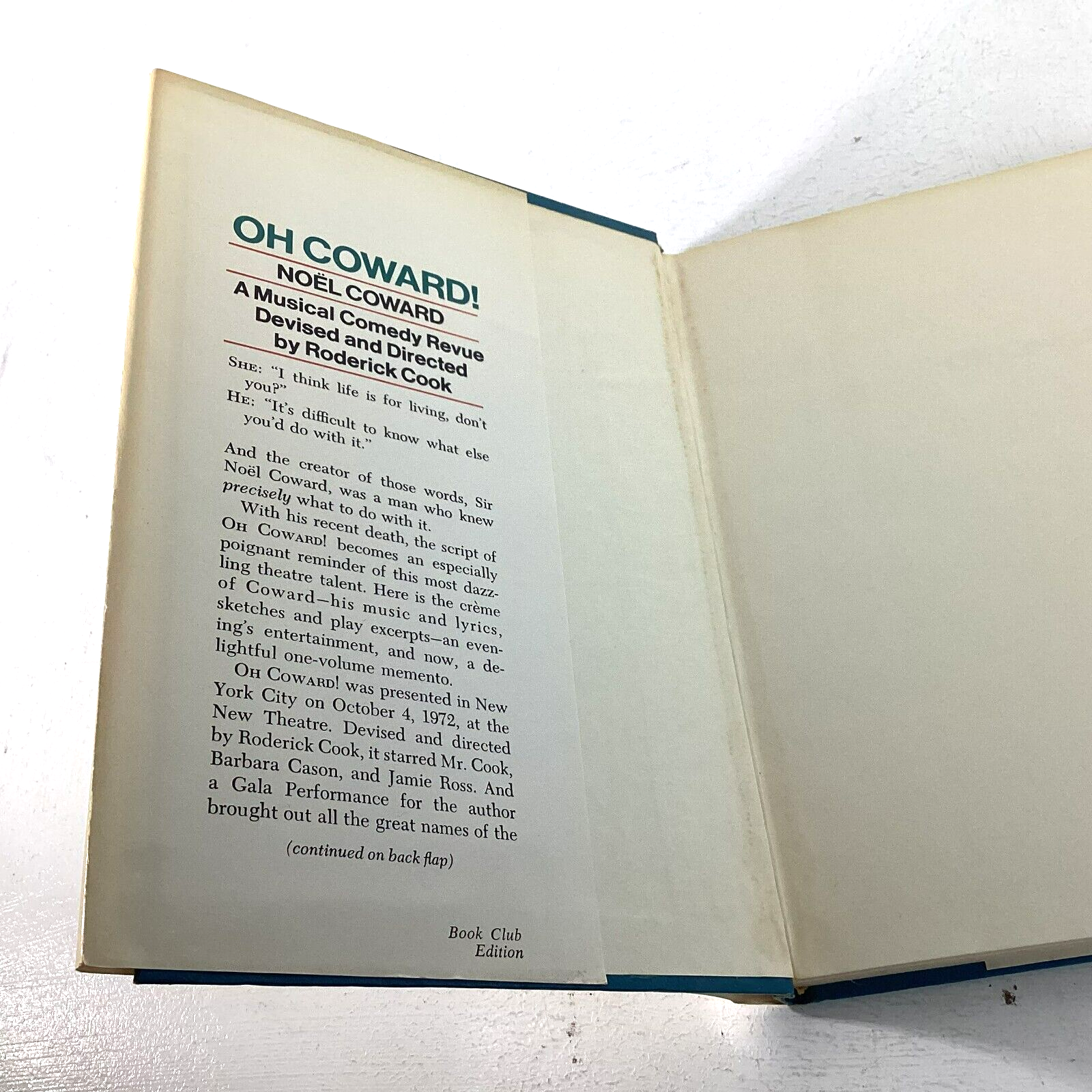 Oh Coward! : A Musical Comedy Revue Directed by Roderick Cook 1974 HC ...