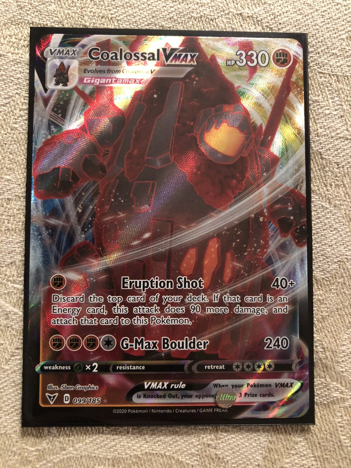Coalossal VMAX Full Art Pokemon Card Vivid Voltage 099/185 | eBay