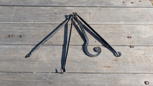 Set of 4 Hand-Forged Blacksmith Iron Fireplace Tools – 14" Hooks ...