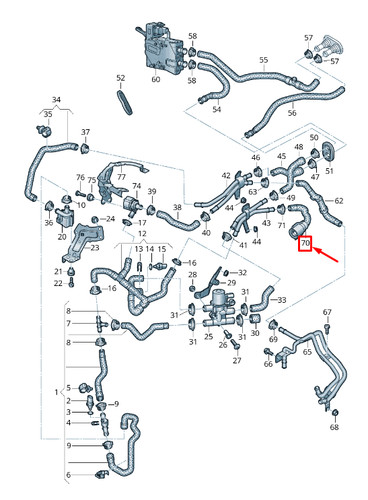 NEW VW TOUAREG CR COOLANT HOSE WITH QUICK RELEASE COUPLING 4M0819337BM ...