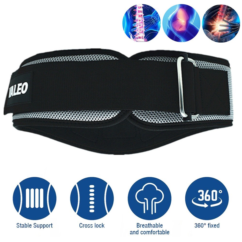 Heavy Duty Adjustable Lumbar Support Lower Waist Back Belt Brace Gym ...