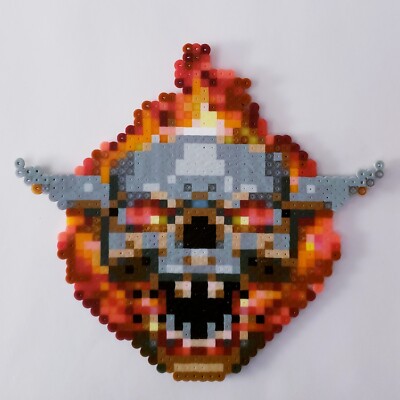 Doom lost soul perler bead pixel art PC ID software handmade ...